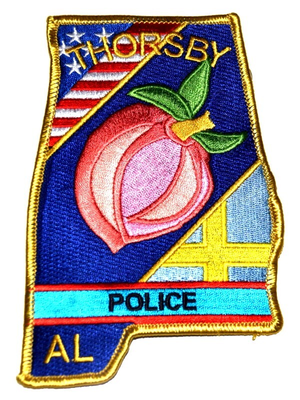 THORSBY ALABAMA AL Sheriff Police Patch – STATE SHAPE - PEACH THIN BLUE ...