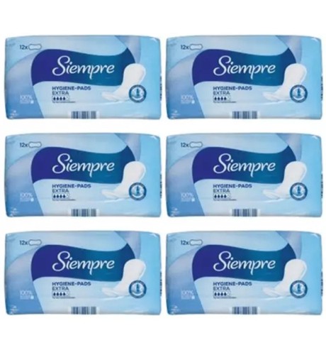 Siempre Hygiene Extra Pads 72 Individual Pads Enhanced Comfort ...