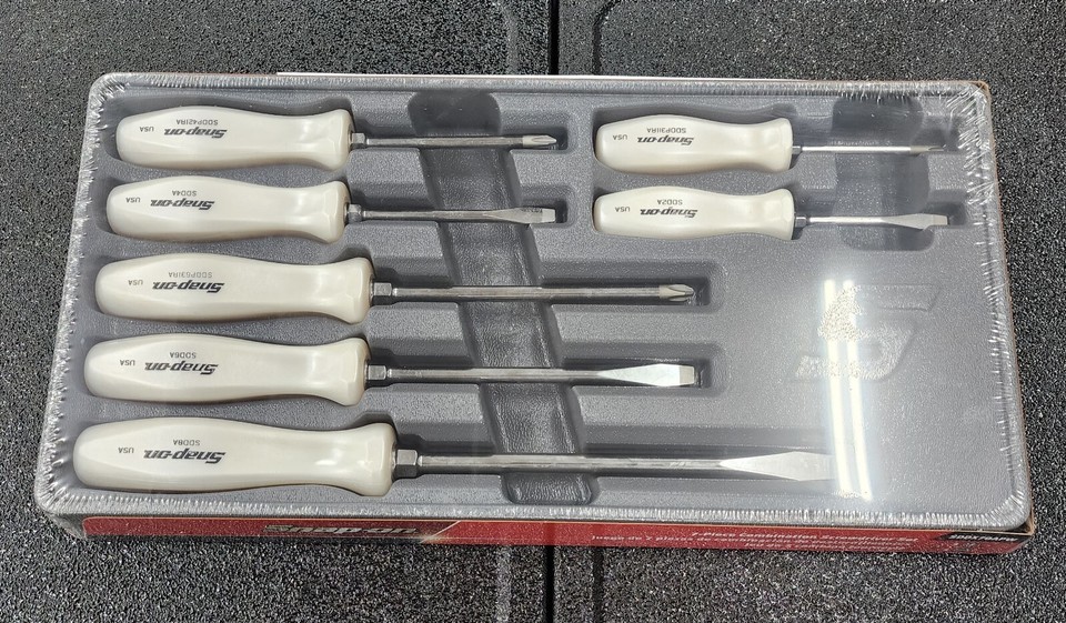 Snap-on Tools USA NEW 7pc PEARL WHITE Combination Screwdriver Set ...
