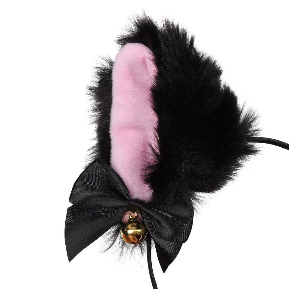 &Cat Ear Bow Headband Claw Gloves Cosplay Plush Hairband Women Girl ...
