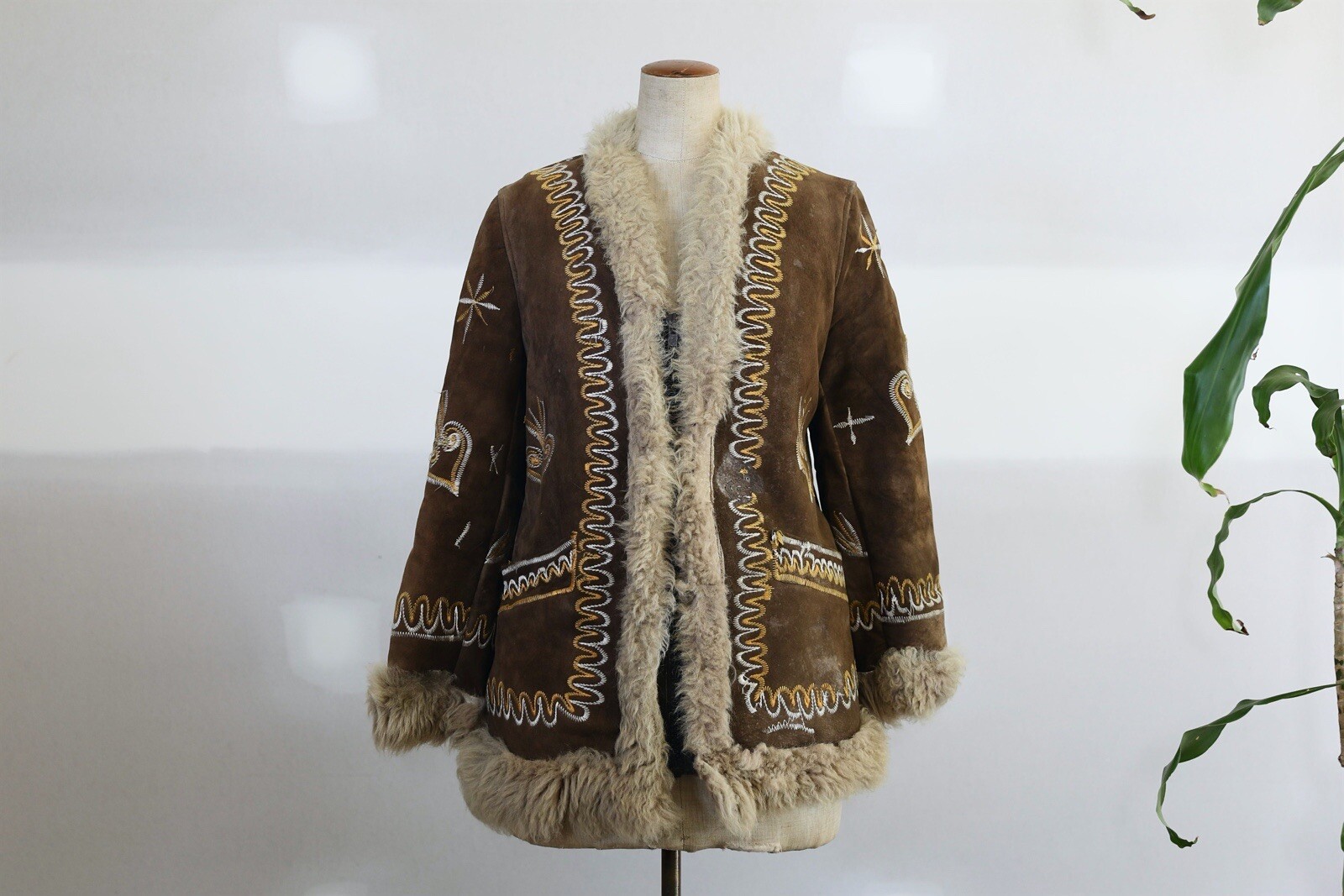 Vintage 1960s Afghan Embroidered Leather Jacket Penny… - Gem