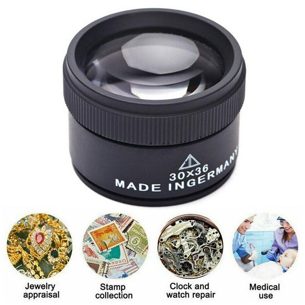 Mini Magnifier Handheld 30X 36mm HD Magnifying Glass Optical Glass Lens ...