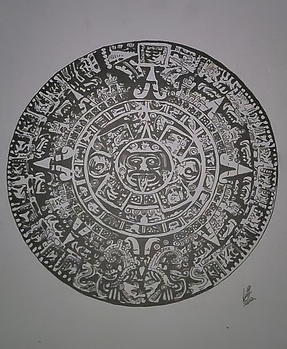 Aztec Calendar Drawing