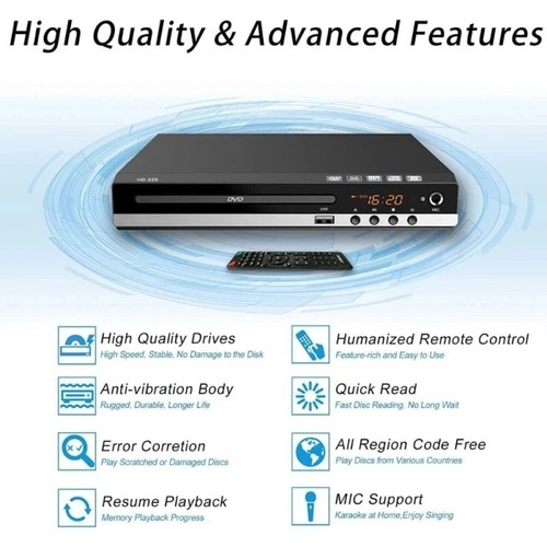 DVD Player All Region Free CD Recorded Disc HDMI AV HD AV Output Remote ...