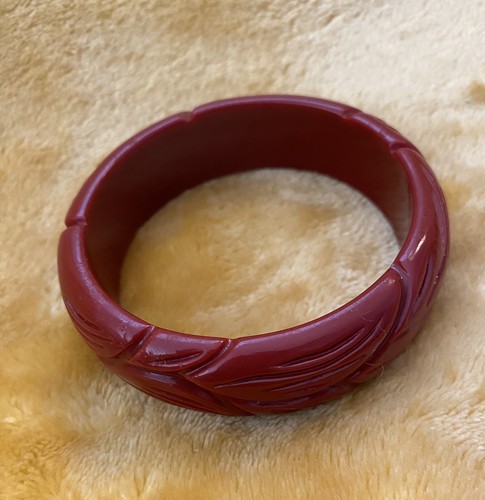 Vintage Red Carved Bakelite Bangle Bracelet | eBay