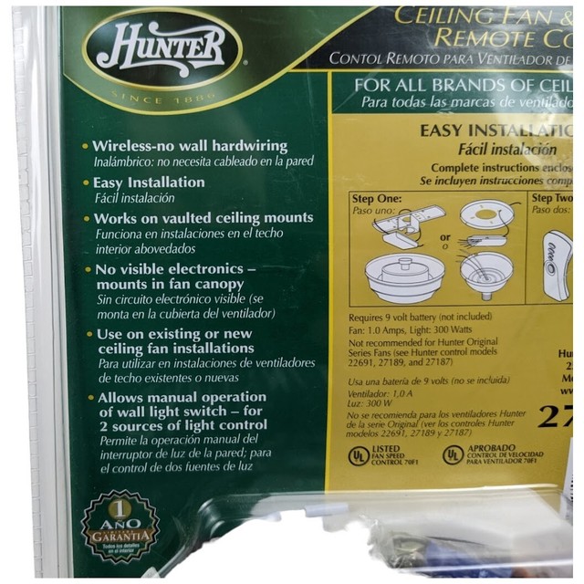 Hunter 27185 Ceiling Fan & Light Remote Control - White for sale online ...