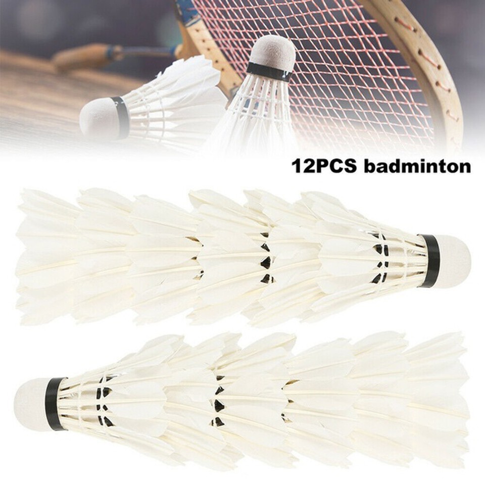 12Pcs Training Goose Feather Shuttlecocks Birdies Badminton Balls ...