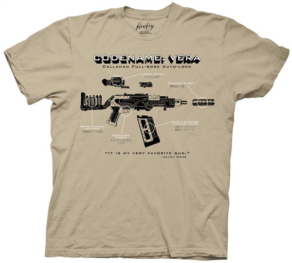 Firefly/Serenity Code Name Vera Gun Diagram Beige Adult T-Shirt Small ...