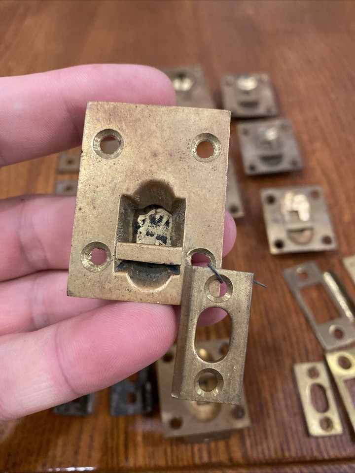 11 Brass 1-3/8” Door Concealed Slide Lock Latch Flush Bolt Nautical ...