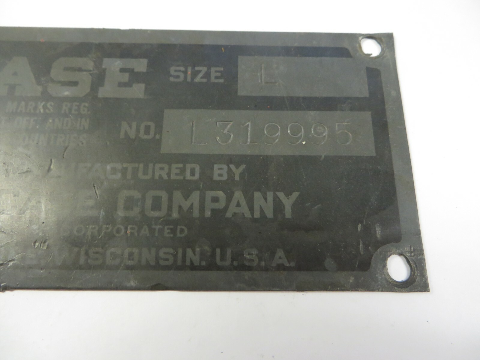 Vintage J.I. CASE COMPANY Metal Serial Tag Plate Number Data Plate Farm ...