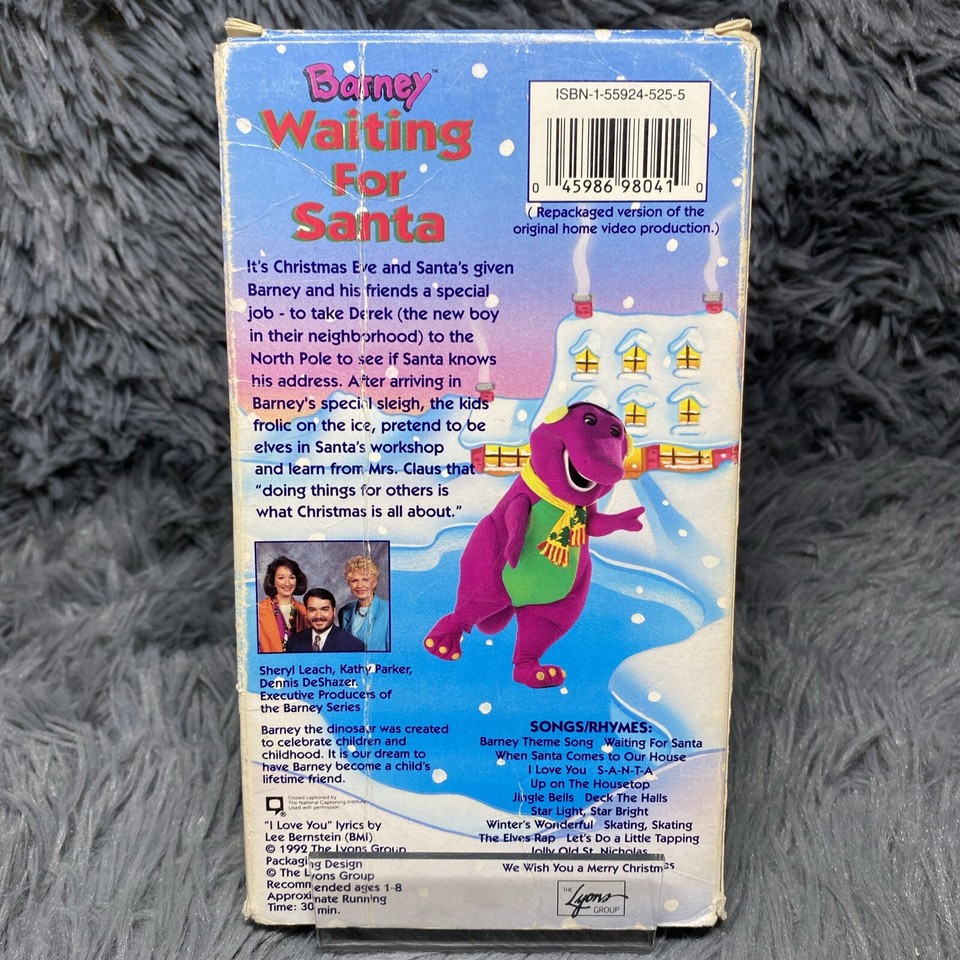 Barney: Waiting for Santa VHS Tape 1990 Sing Along White Tape Christmas ...