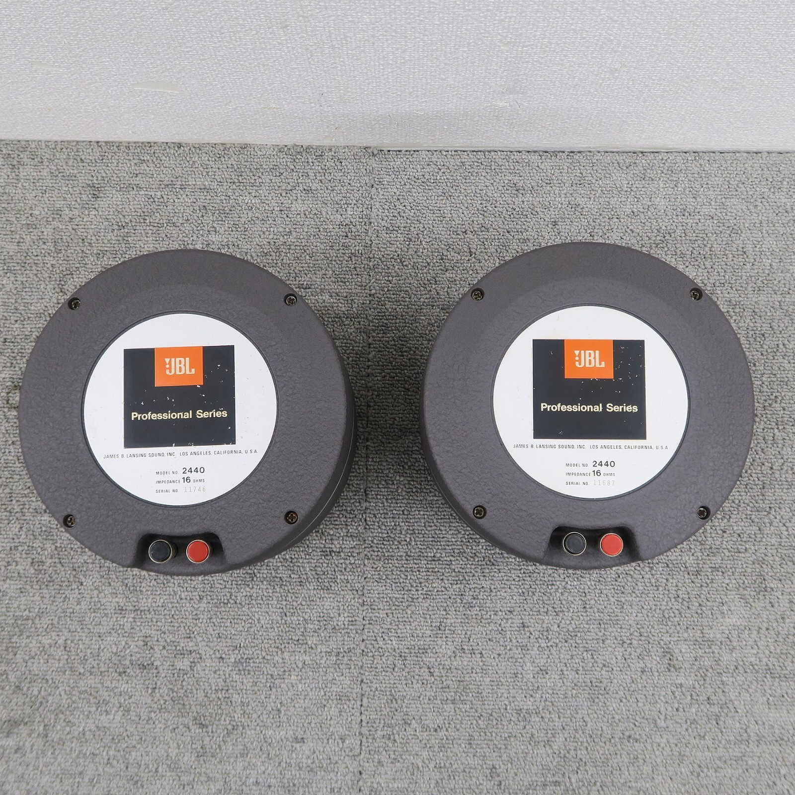 Jbl 2440 Horn driver unit Pair 2445 Drivers Speaker Operation confirmed ...