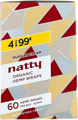 Natty Full Width Wraps 15 Packs Per Box 4 Wraps Per Pack (Russian Cream ...