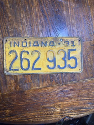 1931 Indiana passenger car license plate Vintage 262 935 | eBay