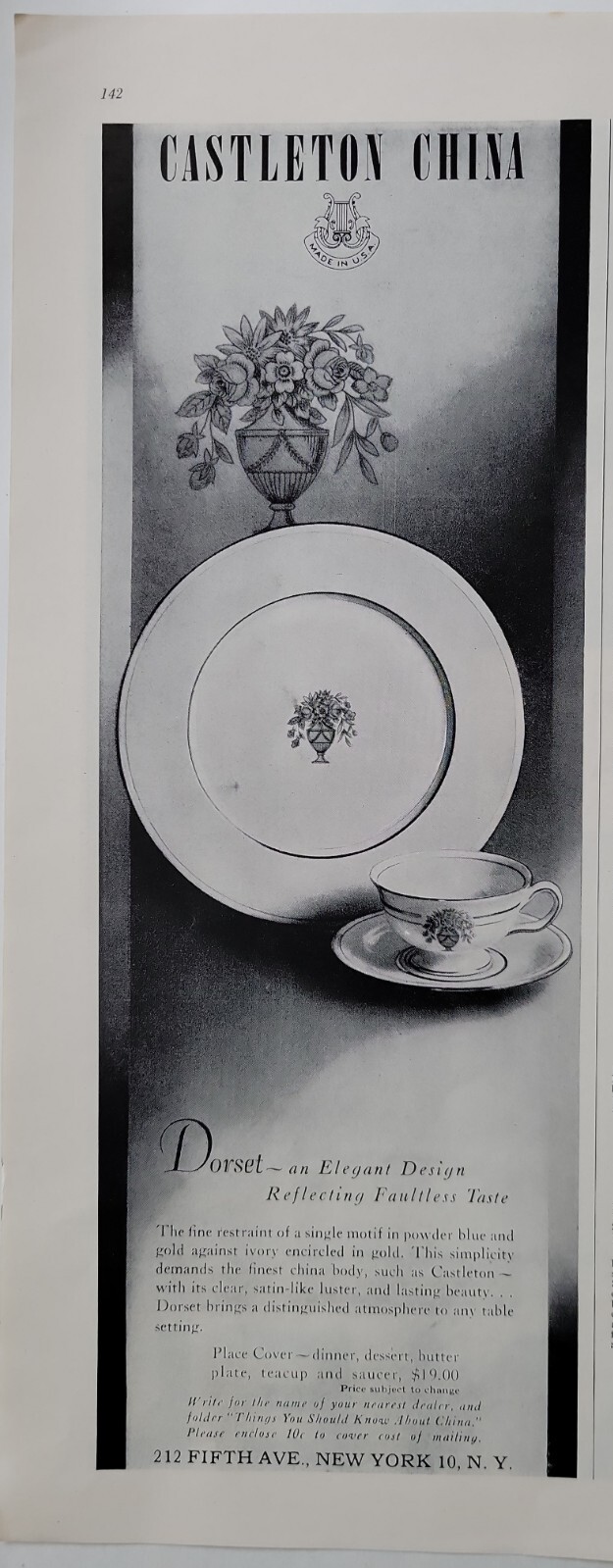 1948 Castleton China Dorset pattern place setting vintage ad | eBay