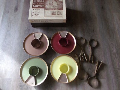 COLLECTIBLE SERV-RITE HI SNACK CARD TABLE KADDY SET SET OF 4 IN ...