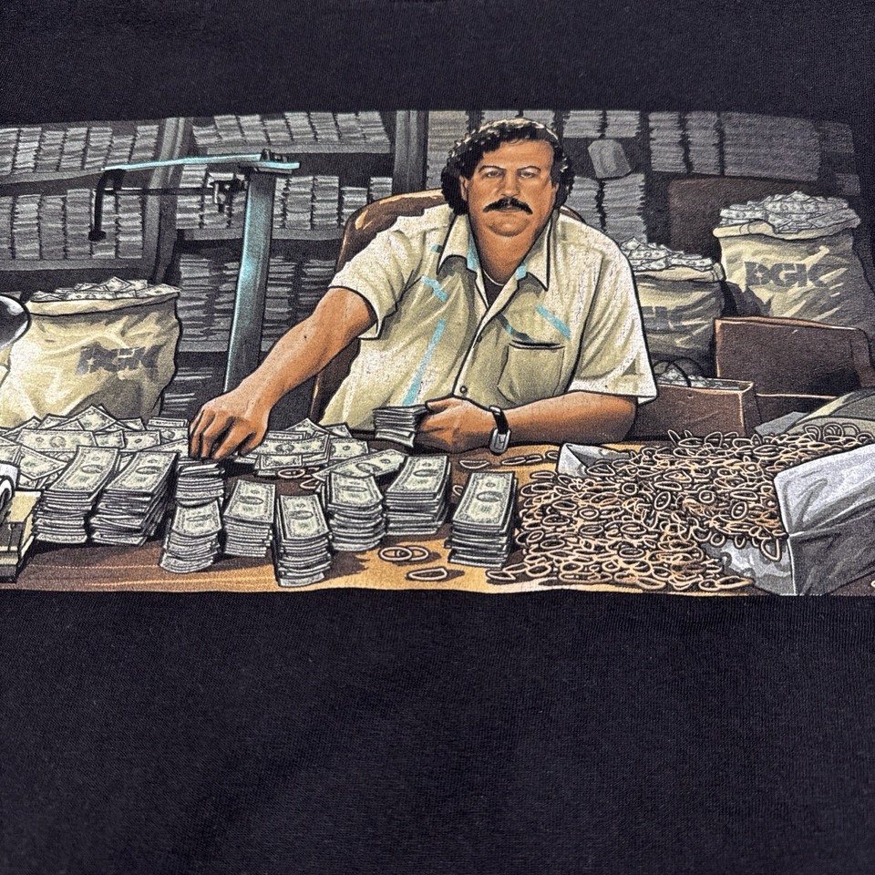 DGK Mens Pablo Escobar Black Narco Money Stacks T Shirt Short Sleeve ...