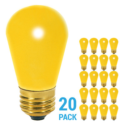 20 Pack YELLOW Patio String Light Sign Bulb 120V 11W S14 Medium E26 ...