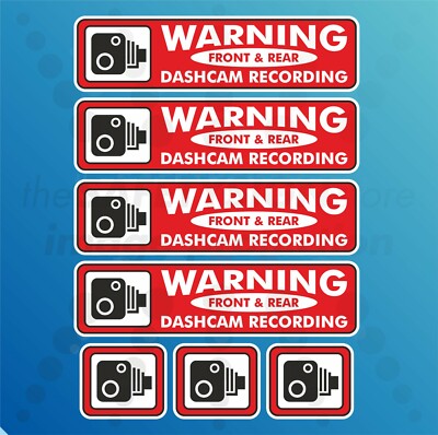 Dash Cam Dashcam Recording Stickers CCTV In Car Video Camera Decal ...