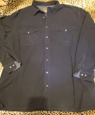 ST Johns Bay Button Up Shirt Men’s 2XL Black Soft Fleece Double Chest ...