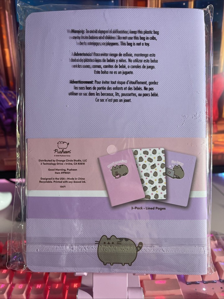 2025 Pusheen 3 Notebook Trio Good Morning, Pusheen I'm Busy Pink Purple ...