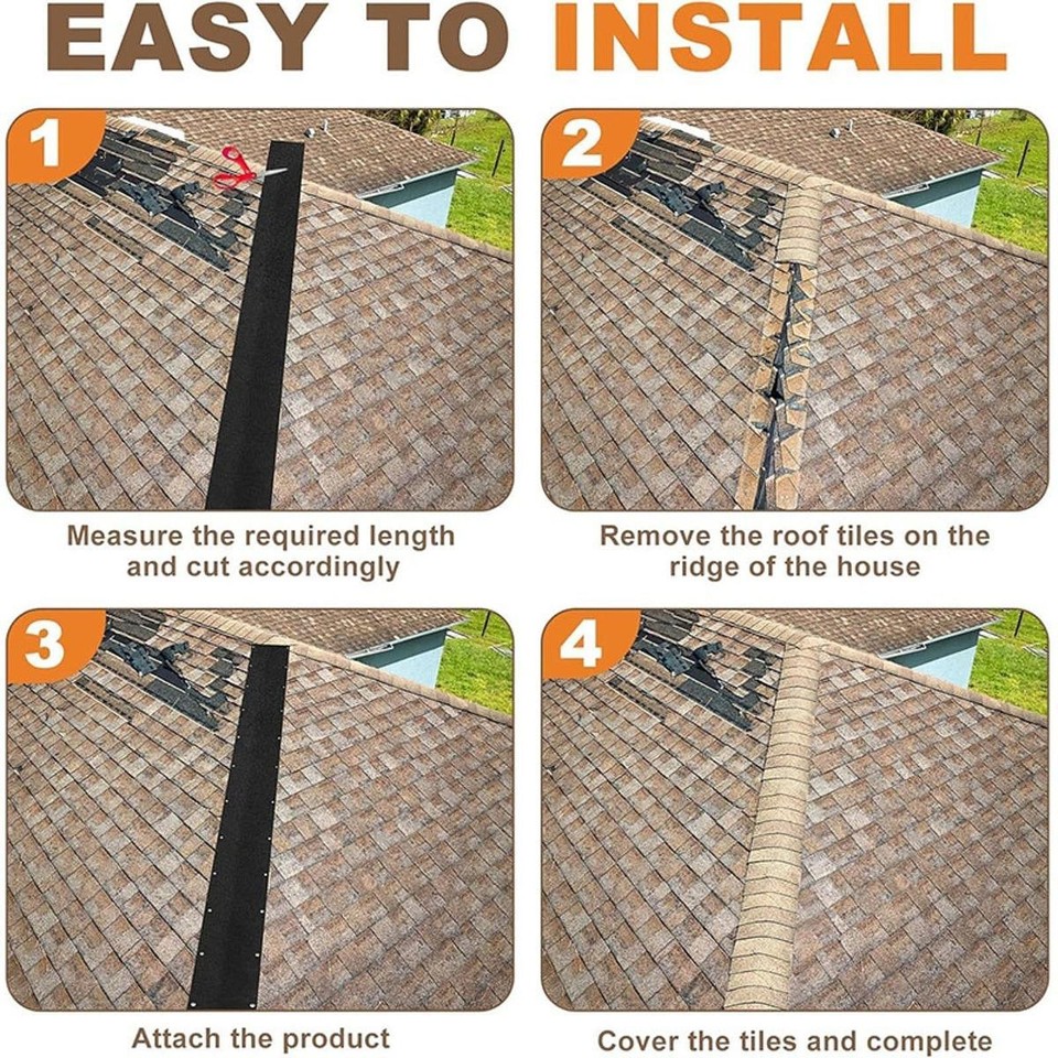 32.8ft Ridge Exhaust Vent Mesh Cuttable Attic Activated Carbon Filter ...