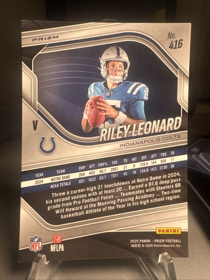 2025 Panini Prizm - Riley Leonard Silver Prizm Variation RC Rookie Card ...