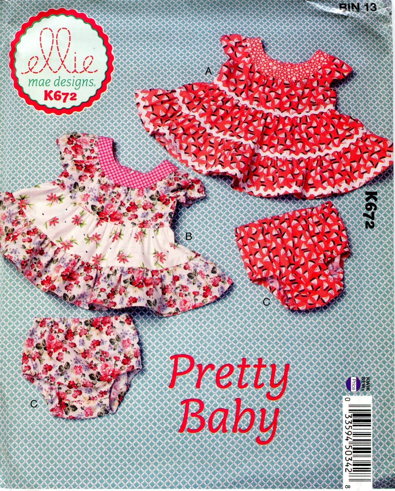 Ellie Mae Designs McCall's K672 Pretty Baby Dresses/Panties Sizes S-XXL ...