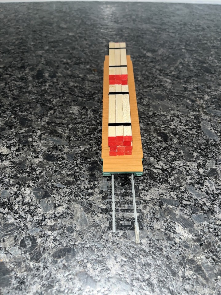 HO Scale Flat Car Thick Beam Real WoodLumber Loads Handmade | eBay