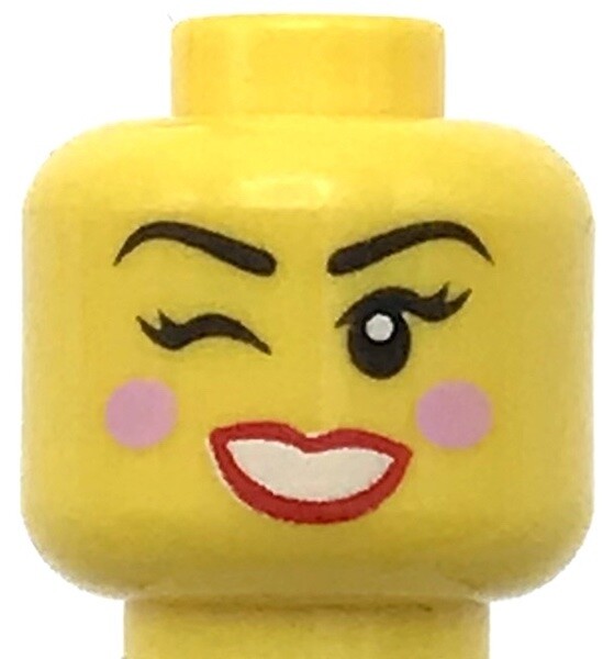 Lego New Yellow Minifigure Head Dual Sided Female Black Eyebrows Bright ...
