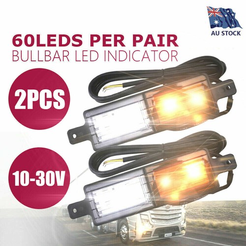 Set Of 2 Front Indicator Park LED Bull Bar Light Sealed Bullbar Lights ...