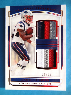 2019 NATIONAL TREASURES DAMIEN HARRIS PATCH /37 ROOKIE RC NEW ENGLAND ...