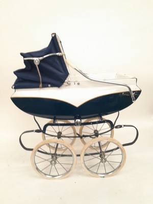 Vintage Triang Coach Style Dolls Pram 1950's Blue White Nursery Retro ...