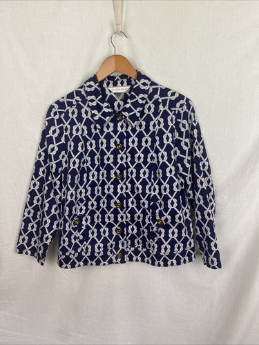 Allison Daley Jacket 12 Navy White Nautical Knots Snap Lightweight Women’s | eBay