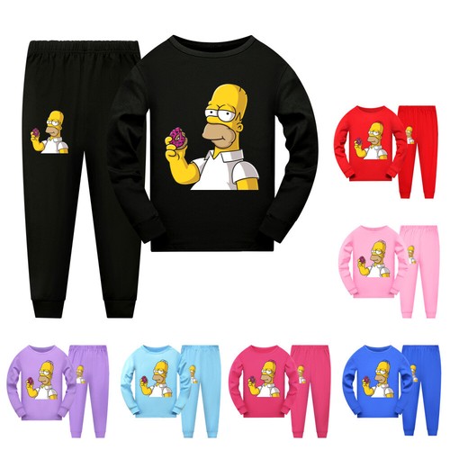 Children's The Simpsons Cotton Top+Pants Sleepwear Nightwear PJ'S Set ...