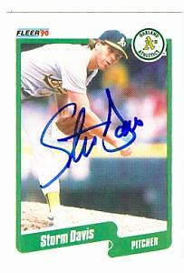 Storm Davis autographed baseball card (Oakland Athletics) 1990 Fleer #5 ...