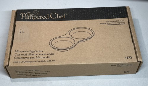 The Pampered Chef Retired Stoneware Microwave Double Egg Cooker 1372 ...