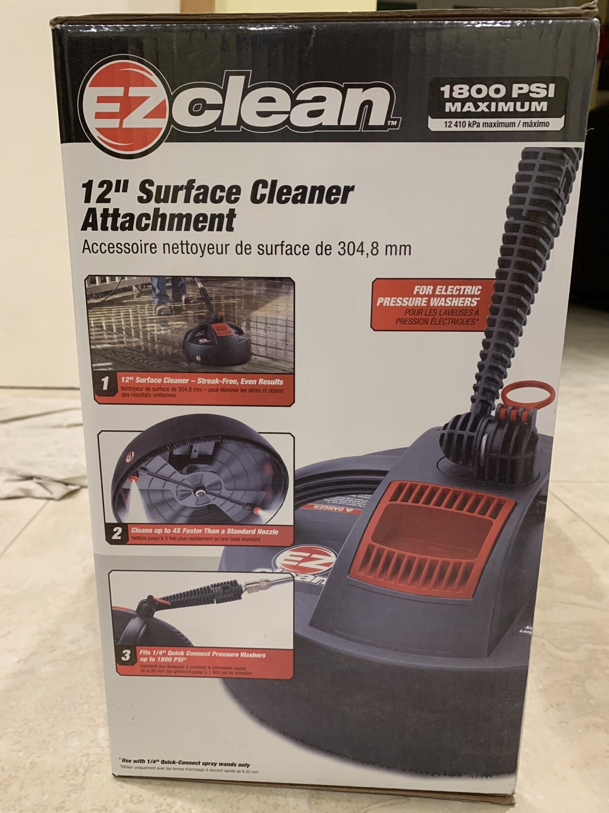 12 Inch EZ Clean Pressure Washer Surface Cleaner Attachment / 1800 PSI ...