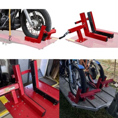 Motorcycle Wheel Vise Stop Chock Brace Accessory Heavy Duty Adjustable ...