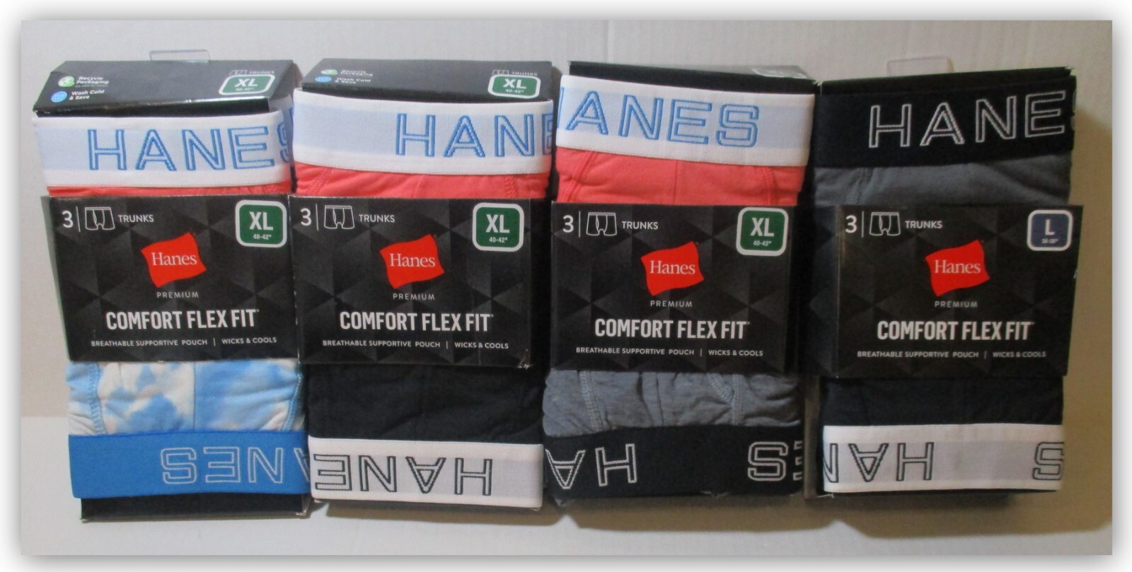 Comfort Flex Fit TRUNKS Men's Hanes S, M, L & XL 3 PAIR COTTON MODAL ...