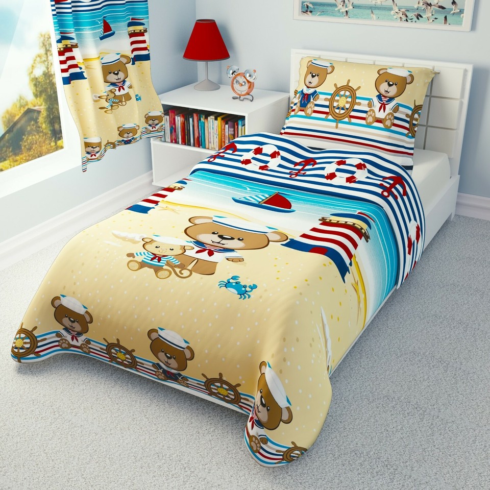 Cot Cot bed Toddler Bed Bedding Set Curtains Nursery Baby Boys Girls ...