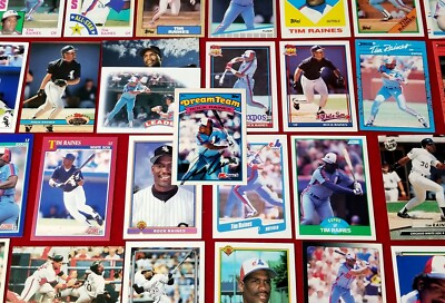 TIM Rock RAINES Signed Card & 36 Lot Expos Team Auto HOF vtg Rookie RC ...