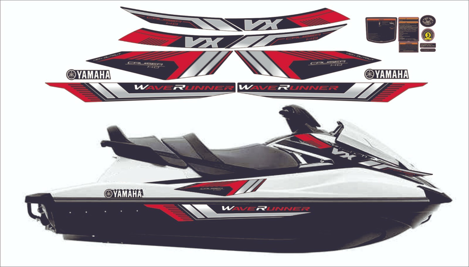 YAMAHA WAVERUNNER VX CRUISER 2016 Graphics / Decal / Sticker Kit RED | eBay