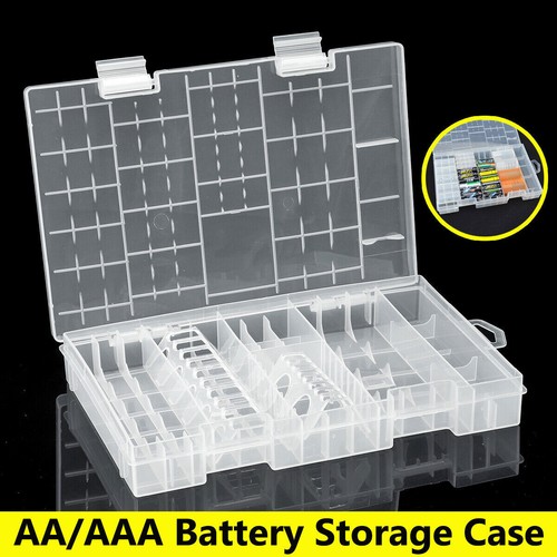 Clear Hard Plastic AA/AAA C D 9V Cell Battery Storage Case/Organizer ...