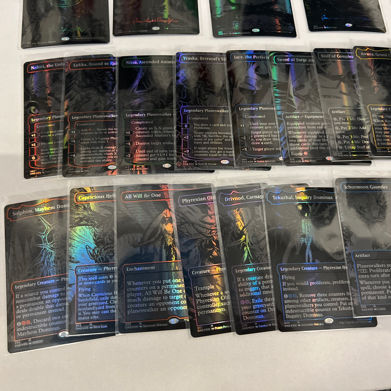 25 Cards: Complete Set Compleat Mythic Oil Slick Foil Raised ONE MTG 20 ...