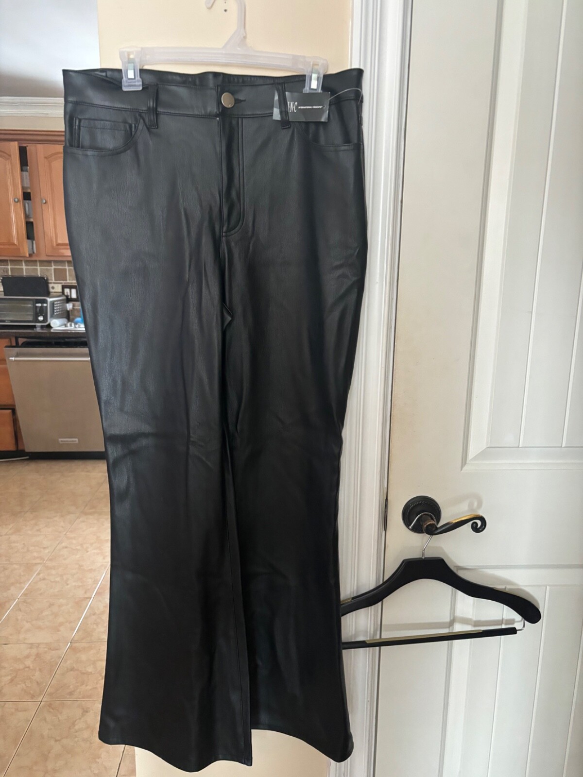Brand new with tags womens black pleather pants with flare bottom. | eBay