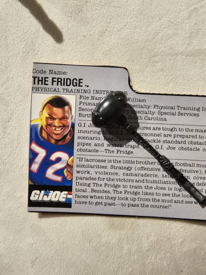 K25i0085 THE FRIDGE PERRY W/ FILE CARD 100% COMPLETE GI JOE FIGURE 1986 ...