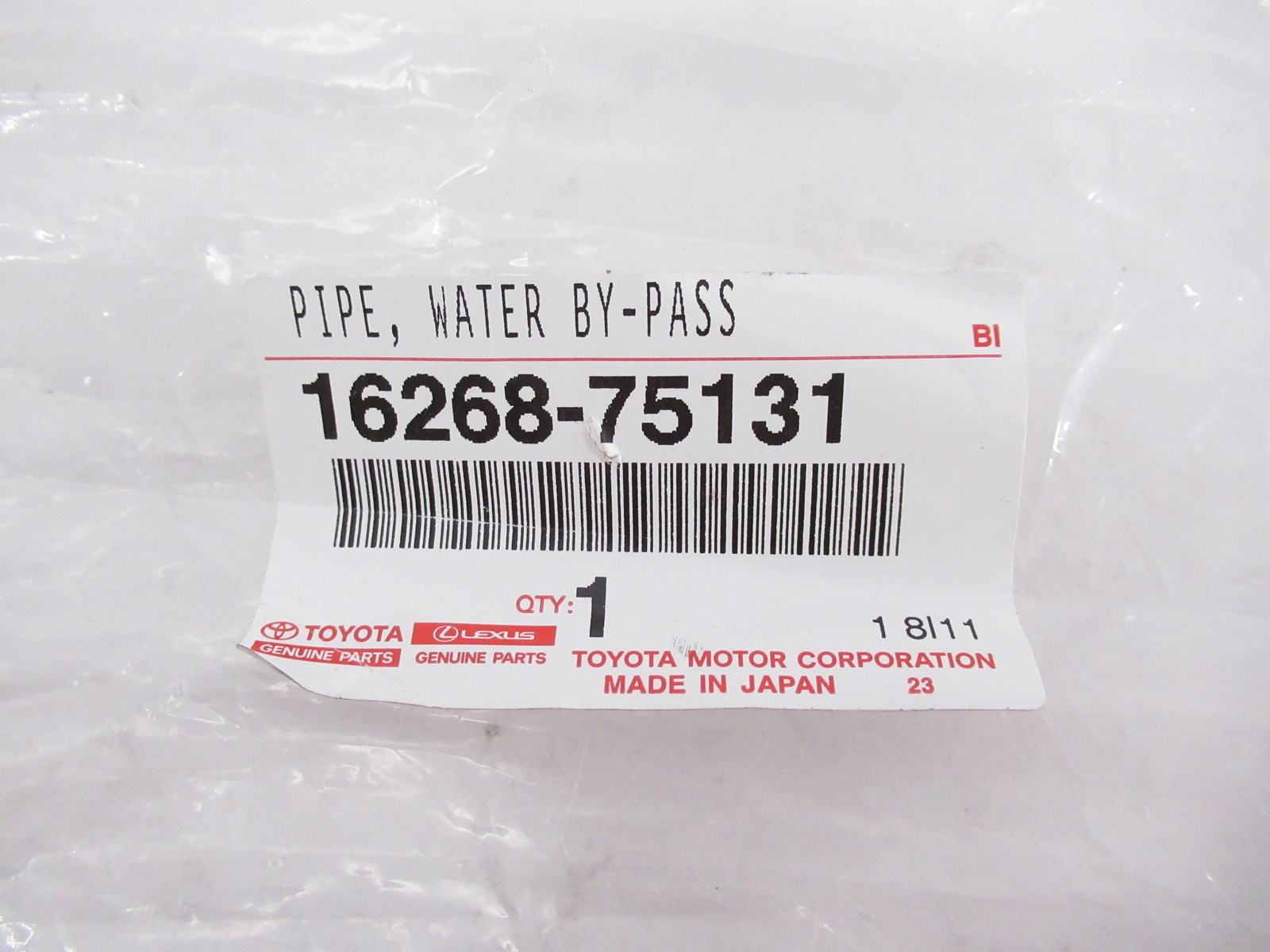 Genuine OEM Toyota 16268-75131 Water Bypass Pipe 2005-2020 Tacoma ...