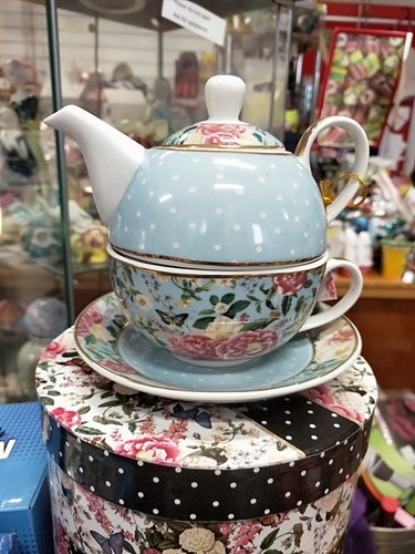 Old Tupton Ware Tea For One Set Floral - Blue | eBay Australia