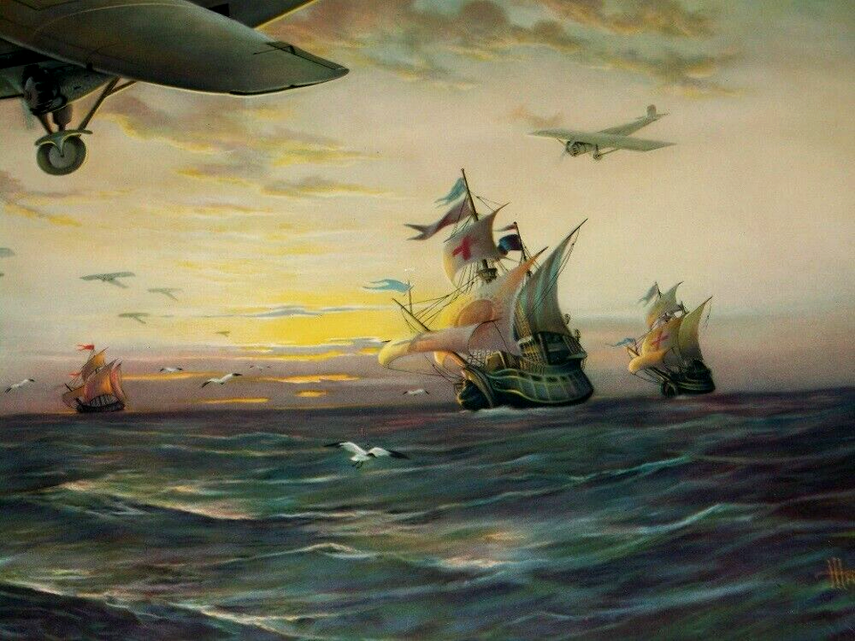 1930's Art Print ~ ADVENTURERS ALL ~ HARRY HADLAND ~ AIRPLANES ...